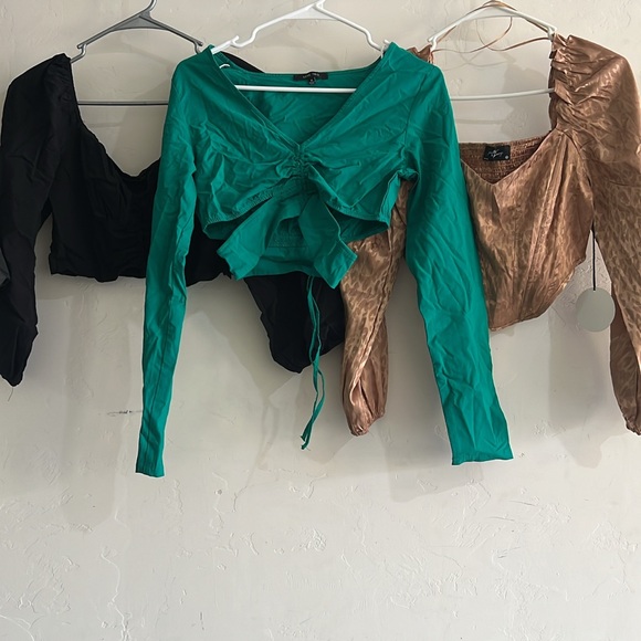 Tops | Trendy Tops Set Black Green And Bronze | Poshmark